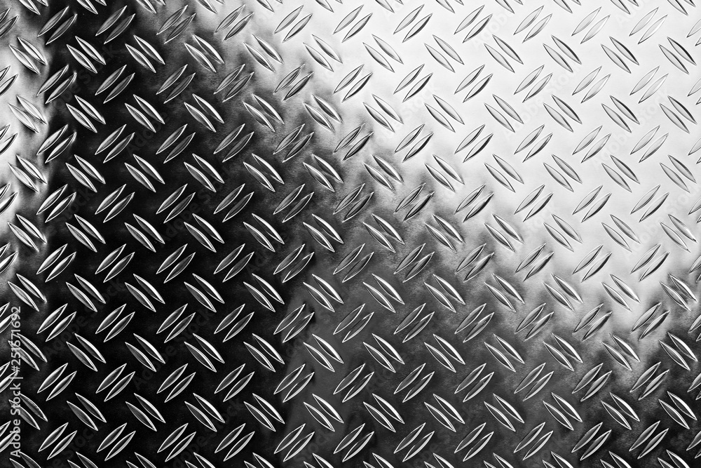 shiny polished aluminum diamond plate metal texture background empty ...