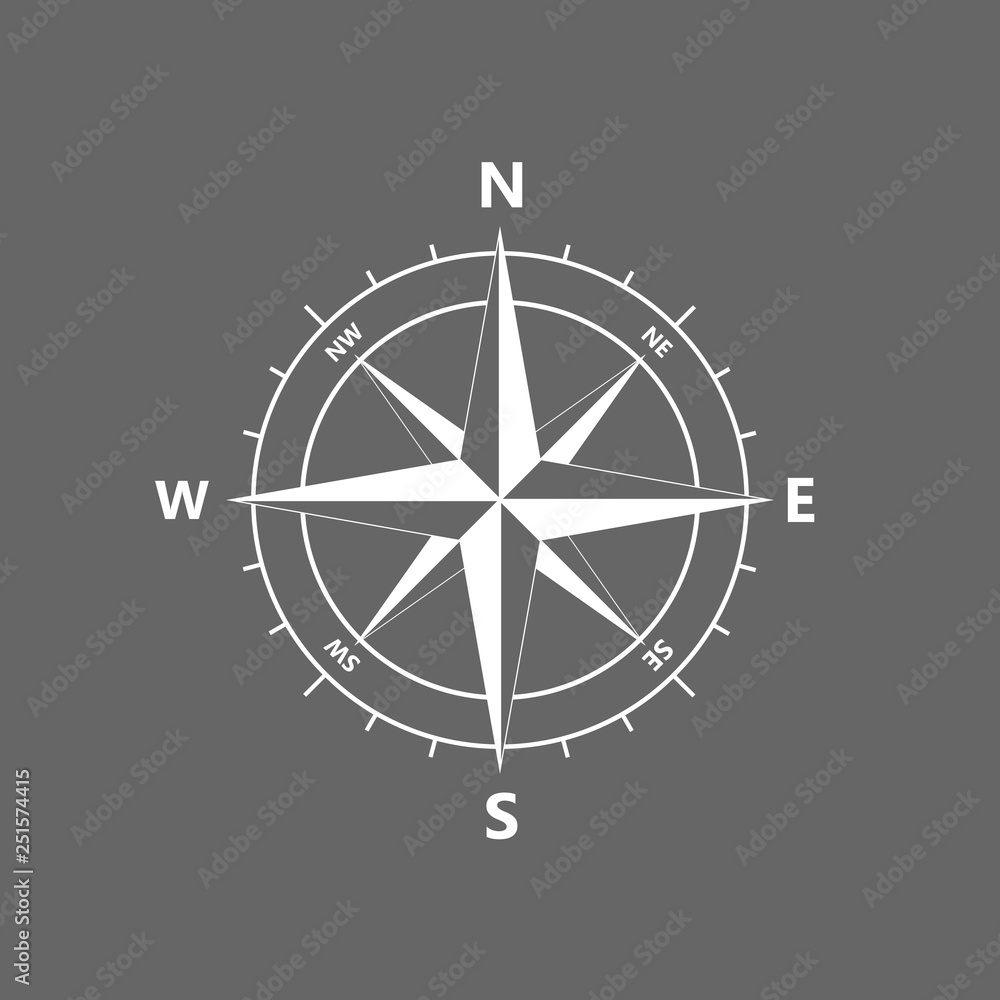 Compass rose, navigition icon. Vector illustration, flat design. Stock ... Compass rose, navigition icon. Vector illustration, flat design. Stock ...