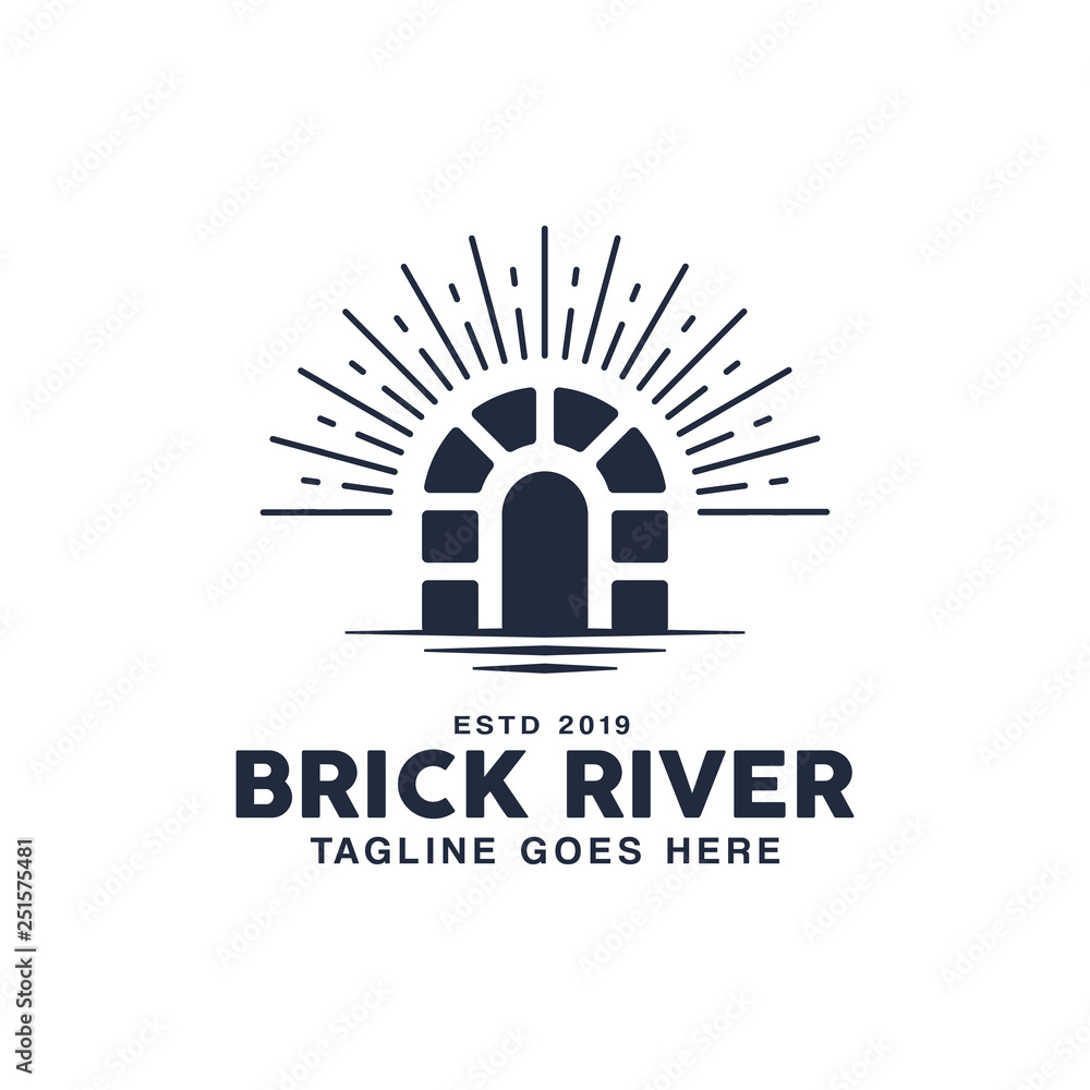 Canal/Waterway Brick Bridge Logo Design Inspiration Stock Vector ...