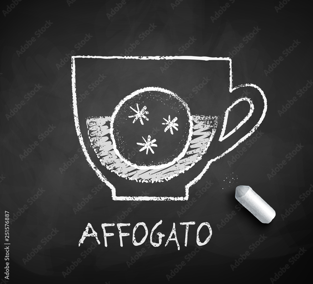 Vector black and white sketch of Affogato coffee Stock Vector | Adobe Stock