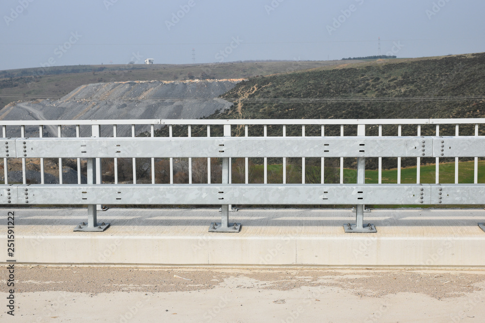 guardrails for bridge and viaducts in highway construction Stock Photo ...