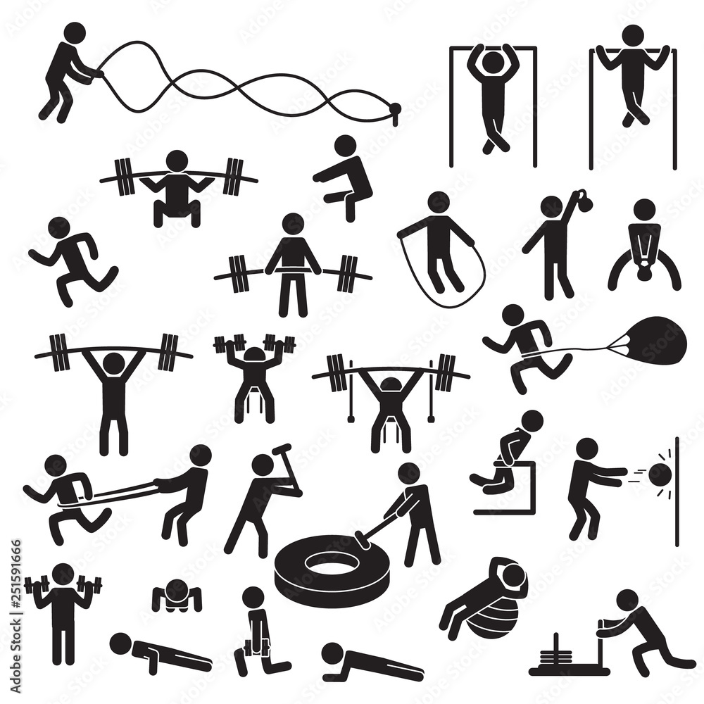 People exercising icon set. Vector. Stock Vector | Adobe Stock