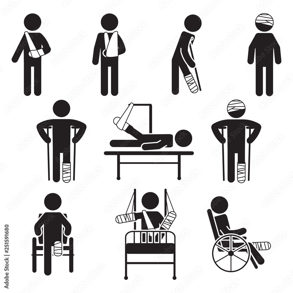 Injured people icon set. Vector. Stock Vector | Adobe Stock