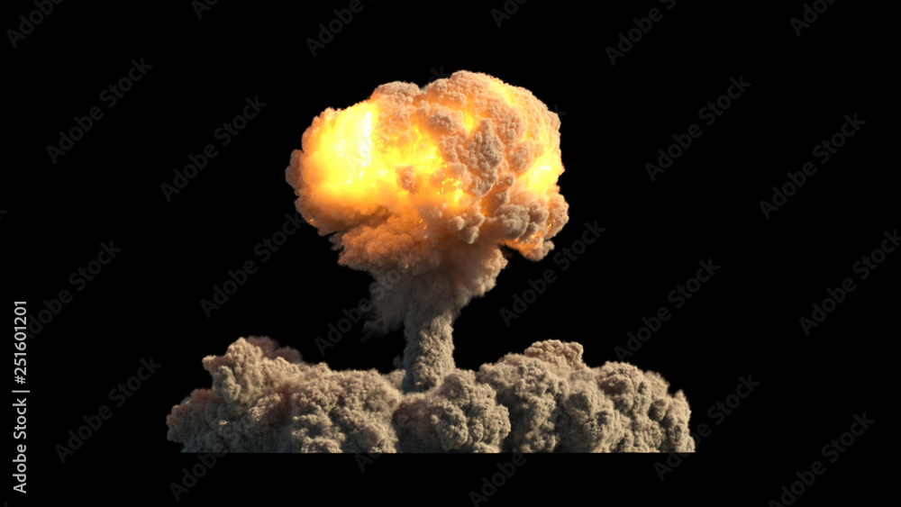 Nuclear explosion on black background Stock Illustration | Adobe Stock