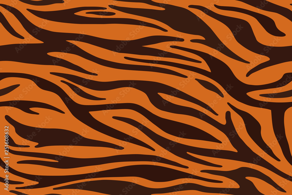 Tiger stripes pattern, animal skin, line background. Vector seamles ...