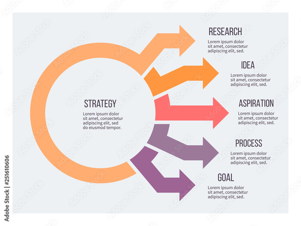 Business infographic. Circular chart with 5 options, steps. Vector ...