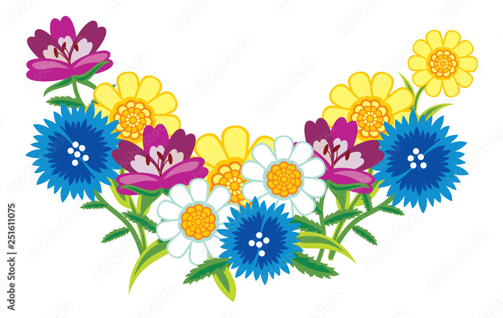 Cartoon wildflowers. Children illustration. Stock Vector | Adobe Stock
