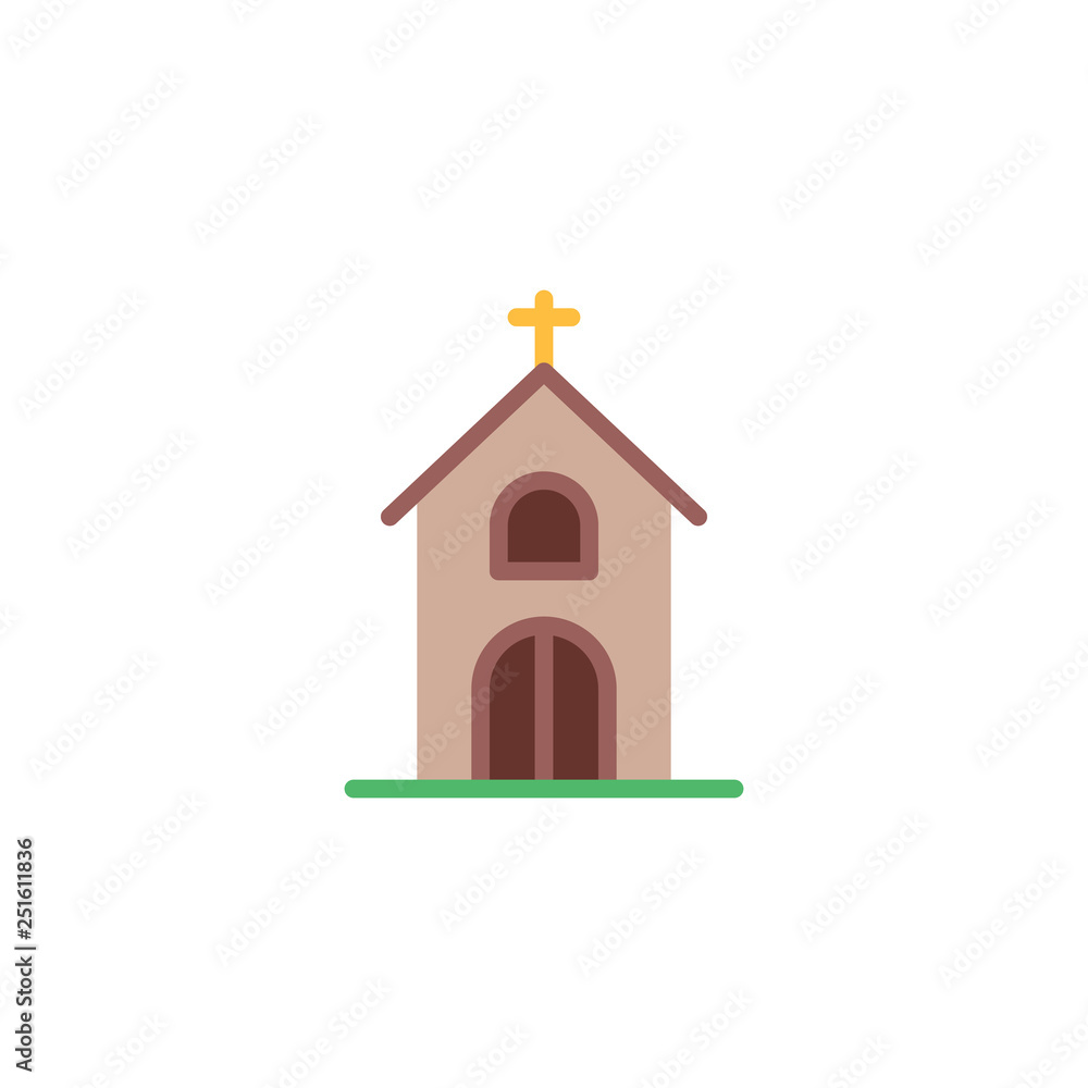 Church with holy cross flat icon, vector sign, colorful pictogram ...