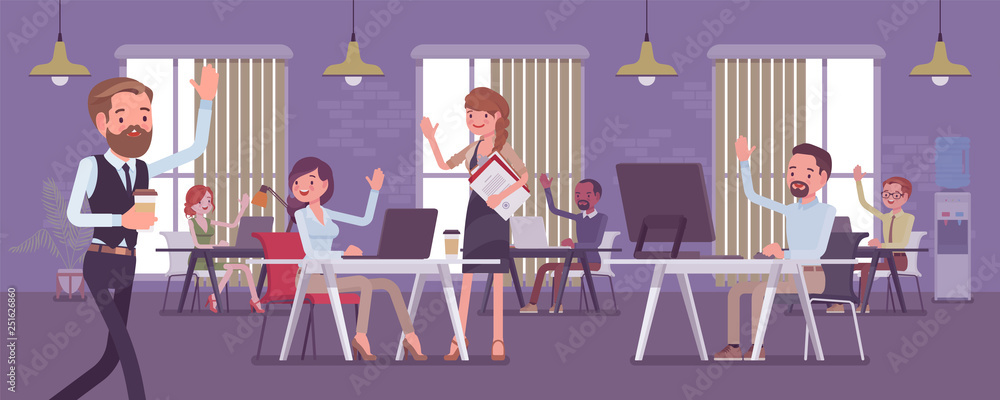 Solid and high performing team in the office. Group of people working ...