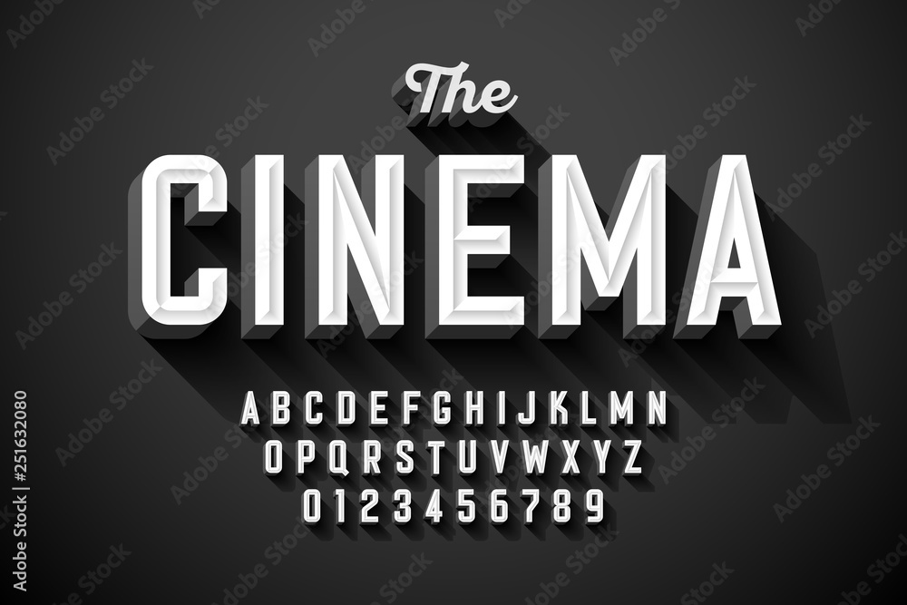 Old movie title vintage font design, retro style alphabet letters and ...