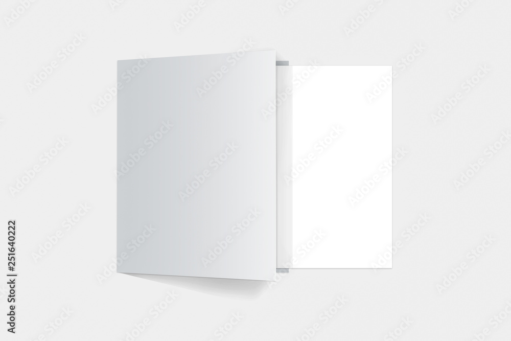 Blank white reinforced A4 single Pocket Folder catalog on soft grey ...