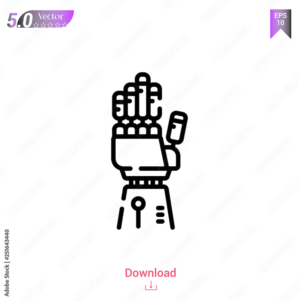robotic hand icon of future world icons isolated on white background ...