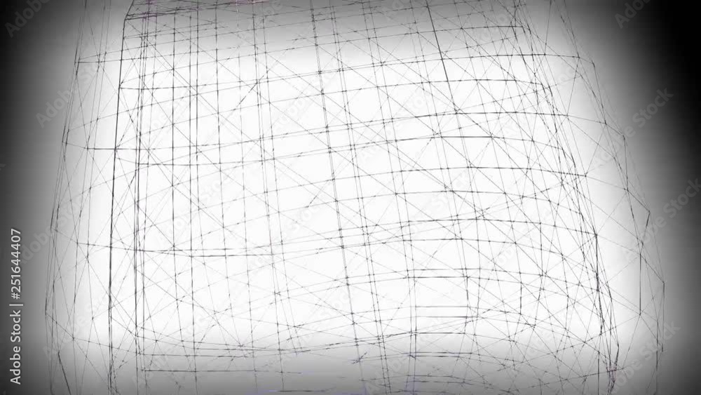 3d wireframe animation with vase on black background with light, color ...