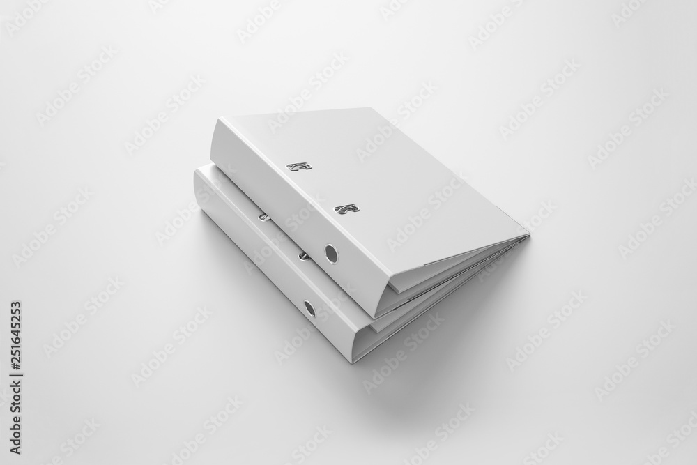 Realistic Blank White Ring Binder Folder design Mock-up top view ...