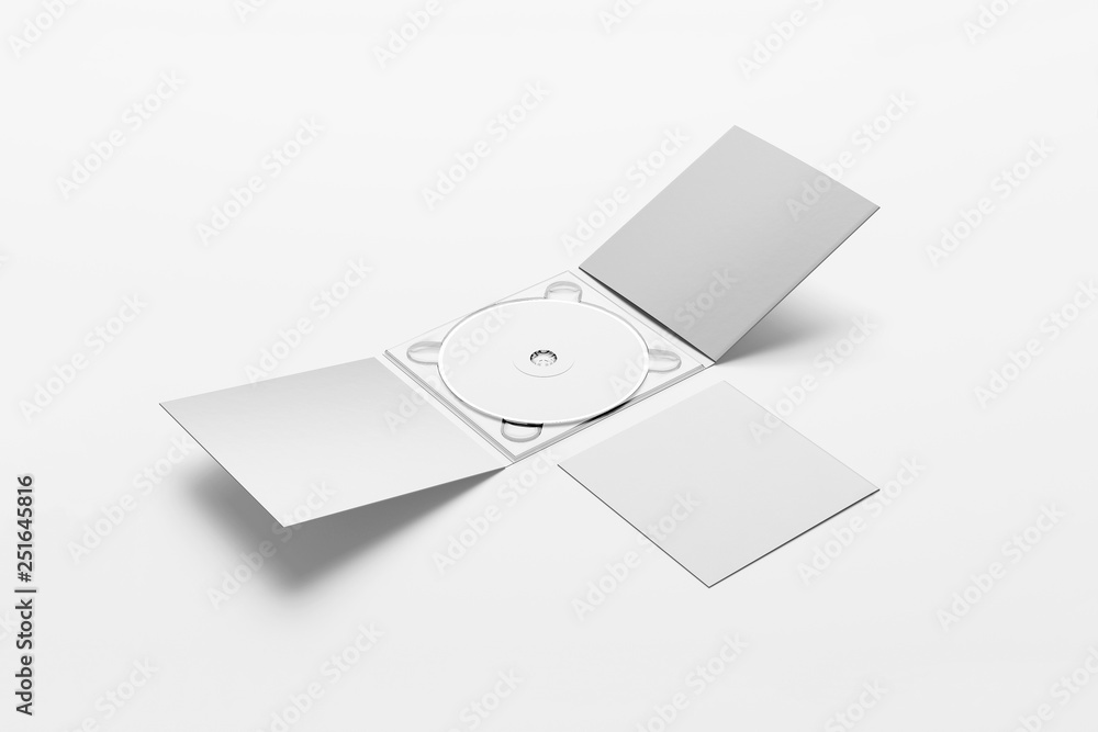 Realistic CD disc and carton packaging cover template mock up. Digipak ...