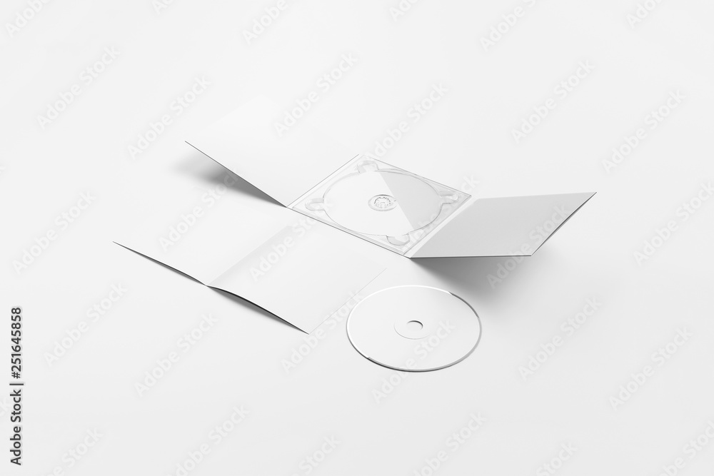 Realistic CD disc and carton packaging cover template mock up. Digipak ...