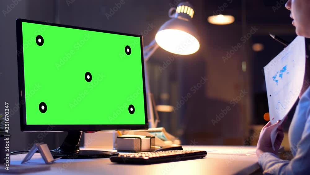 business, deadline and technology concept - businesswoman with chroma ...