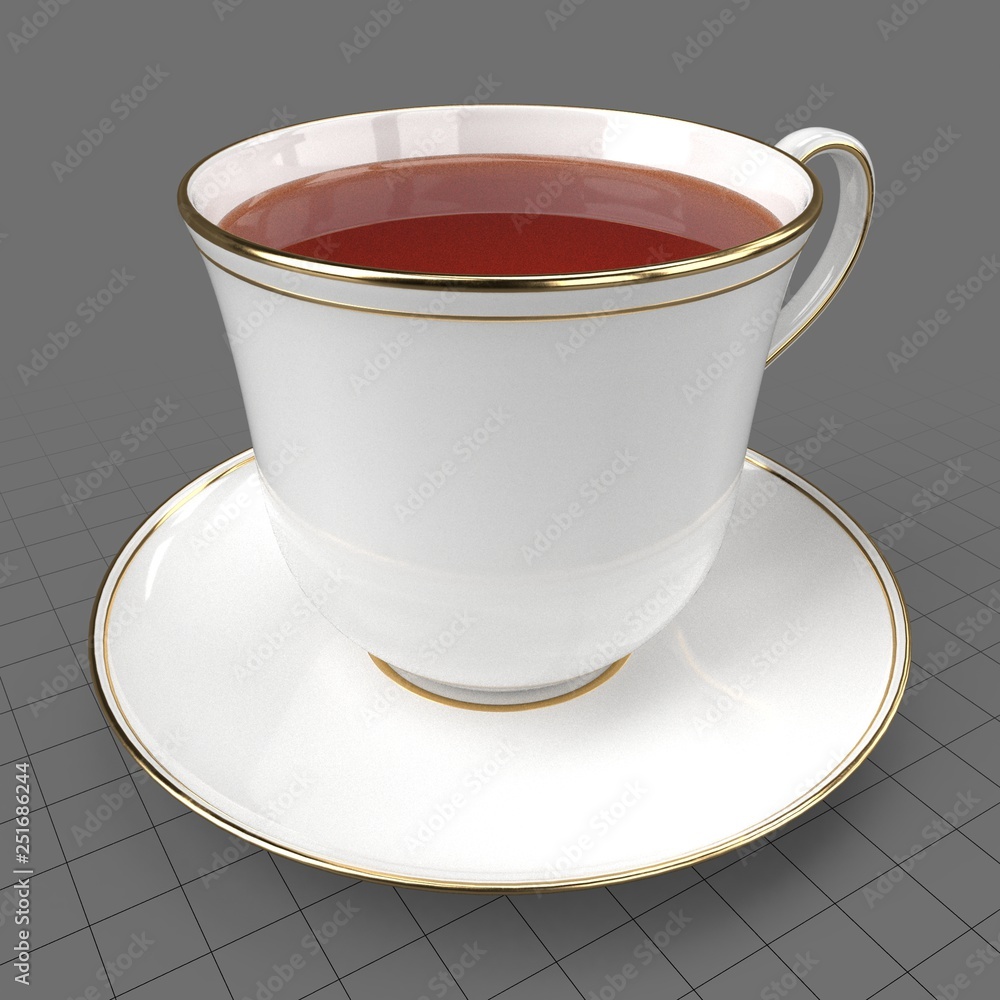 Porcelain teacup with saucer Stock 3D asset | Adobe Stock
