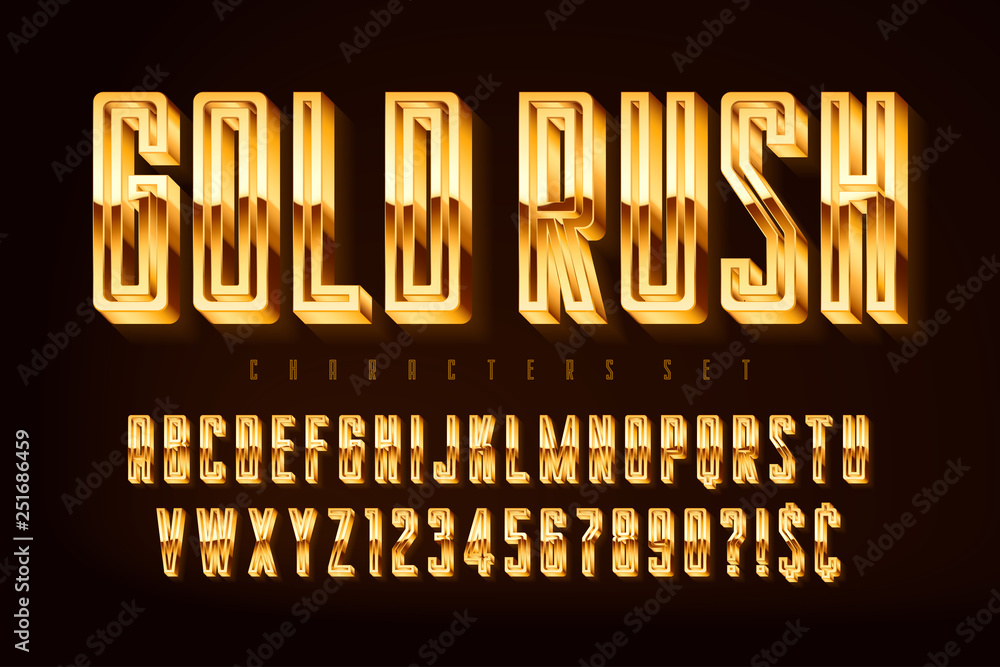 Golden 3d polished font, gold letters and numbers Stock Vector | Adobe ...