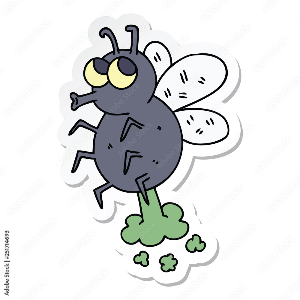 sticker of a quirky hand drawn cartoon fly Stock Vector | Adobe Stock