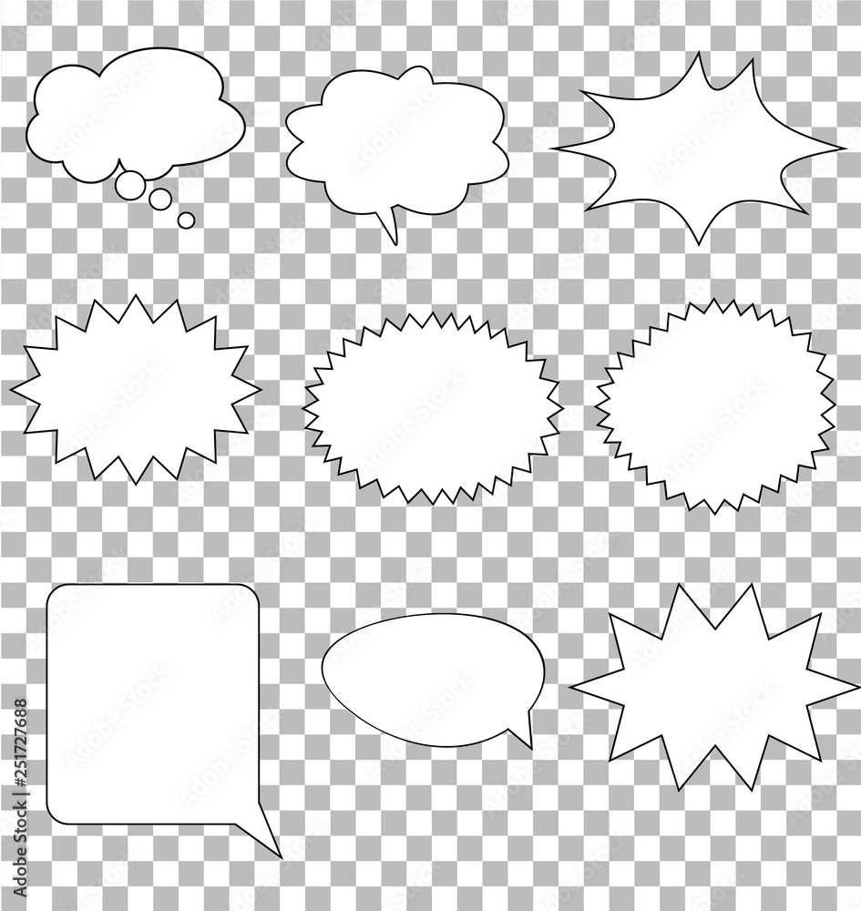 comic speech bubbles on transparent background. cartoon comic bubbles ...