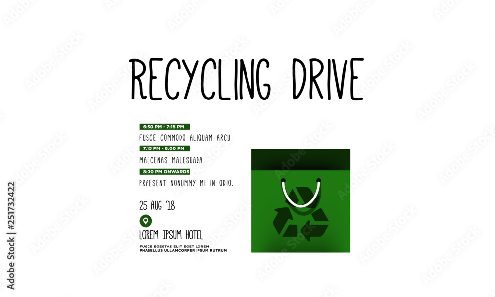 Recycling Drive Invitation Design with Where and When Details Stock ...