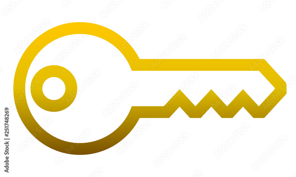 Key symbol icon - golden gradient outline, isolated - vector Stock ...