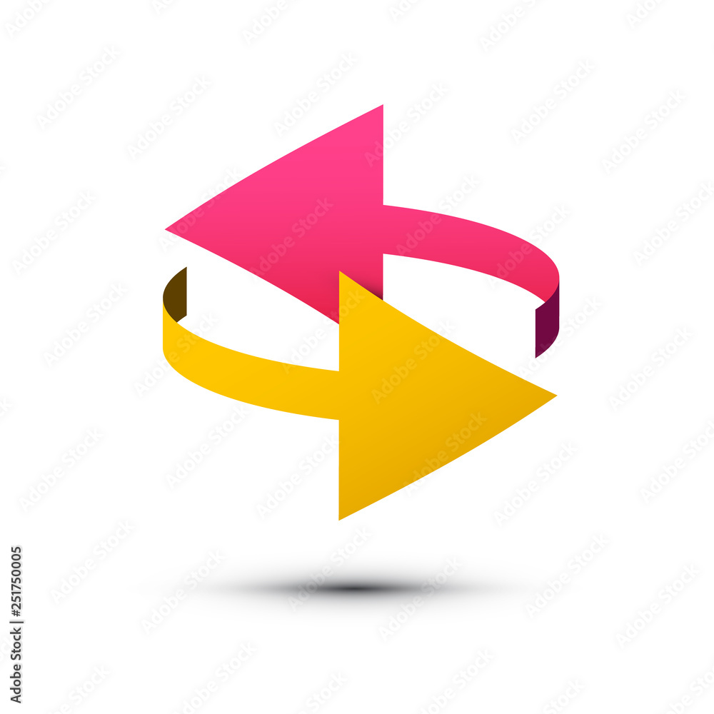 Double Arrows Symbol. Left and Right Vector Pink and Yellow Arrow Icons ...