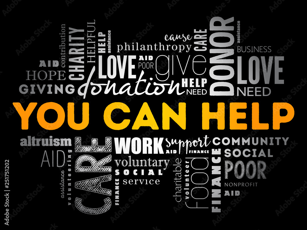 You can help word cloud collage, business concept background Stock ...