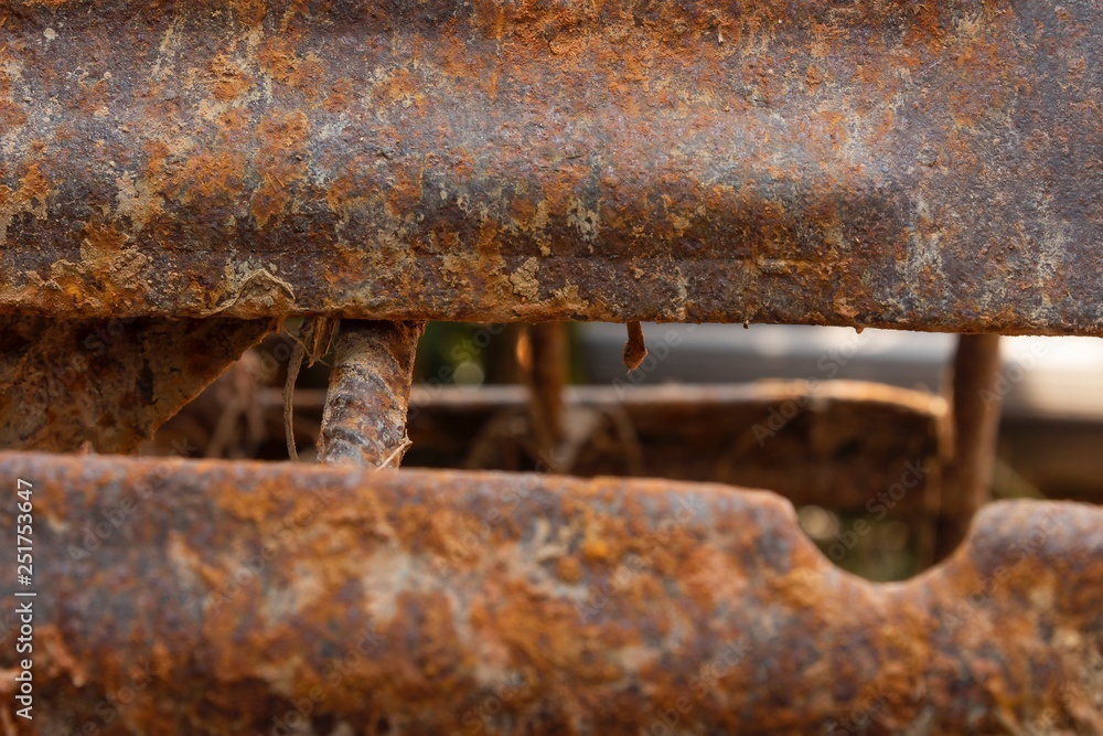 Rust destroys the surface of steel machinery, causing damage to ...