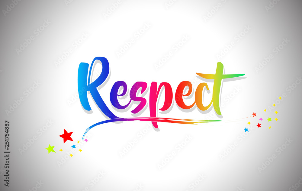 Respect Handwritten Word Text with Rainbow Colors and Vibrant Swoosh ...