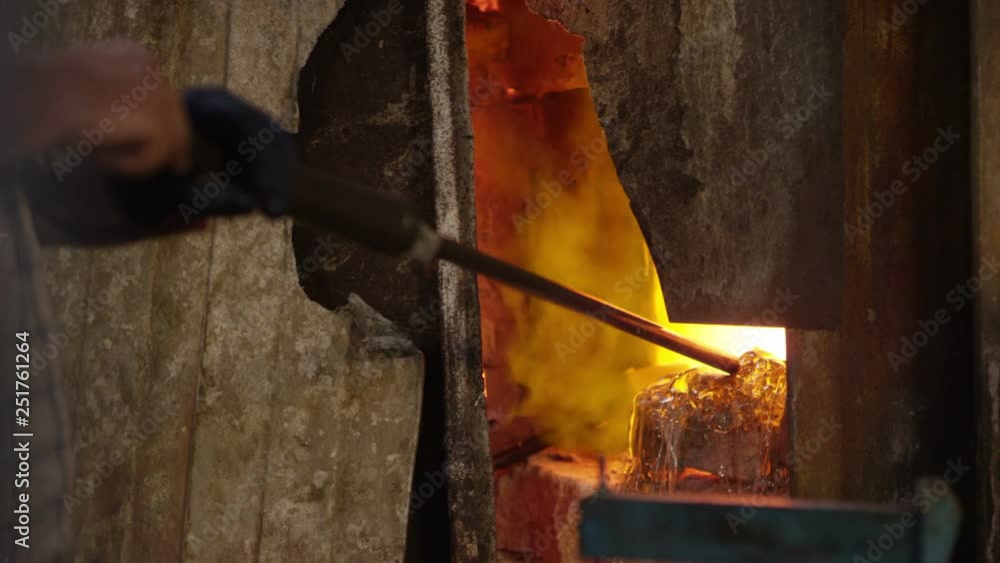 Glassworks manufacturing process . Production of glass bottles . Bottle ...