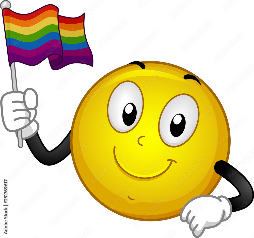 Smiley Mascot Flag Illustration Stock Vector | Adobe Stock