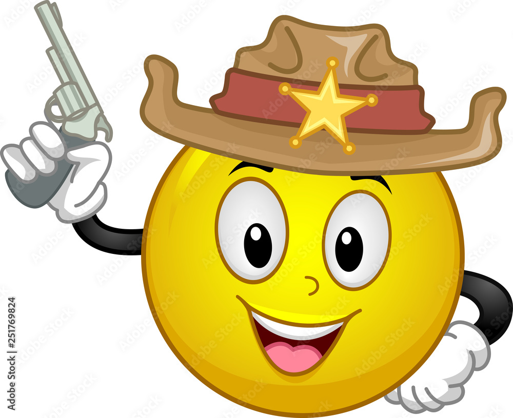 Smiley Sheriff Gun Illustration Stock Vector | Adobe Stock