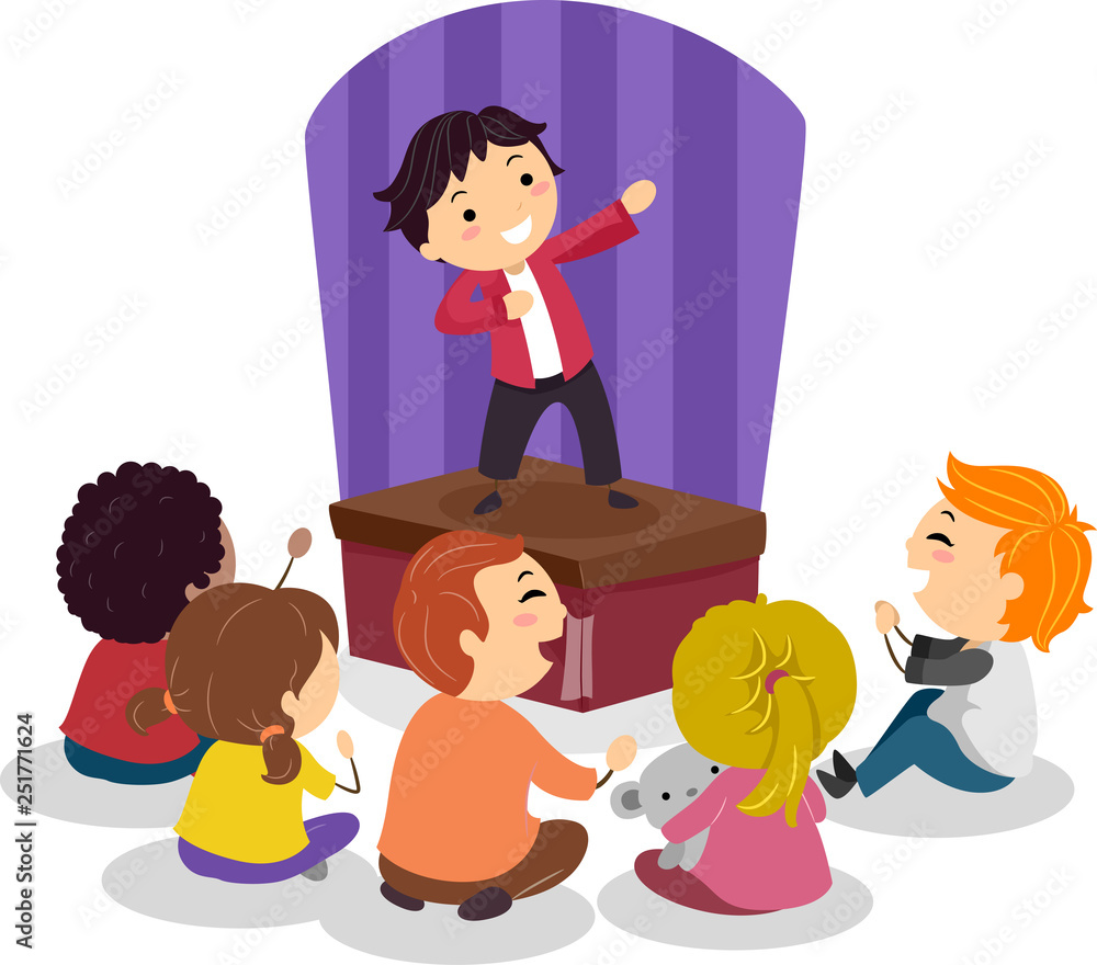 Stickman Kids Comedy Show Illustration Stock Vector | Adobe Stock