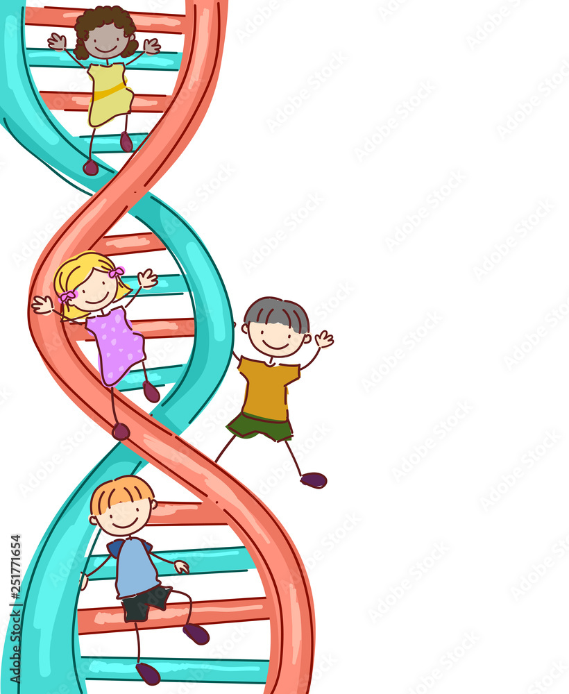 Stickman Kids DNA Border Illustration เวกเตอร์สต็อก | Adobe Stock