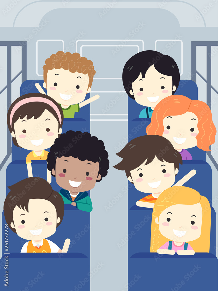 School Bus Interior With Kids