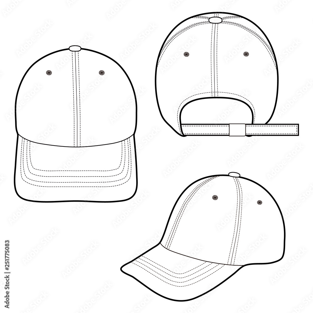 Baseball Cap fashion flat vector illustration mockup design Stock ...