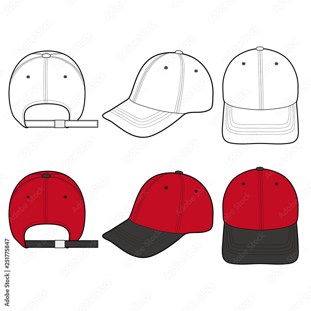 Baseball Cap fashion flat vector illustration mockup design Stock ...