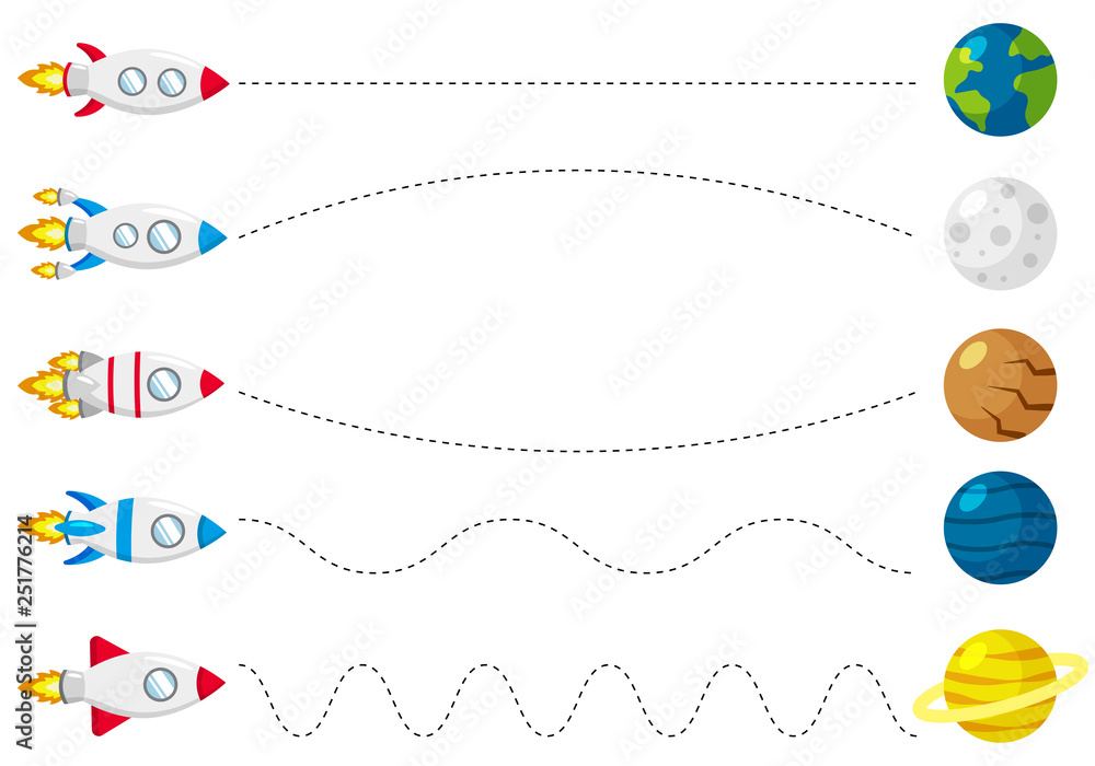 Trace line worksheet for kids, practicing fine motor skills. Help ...