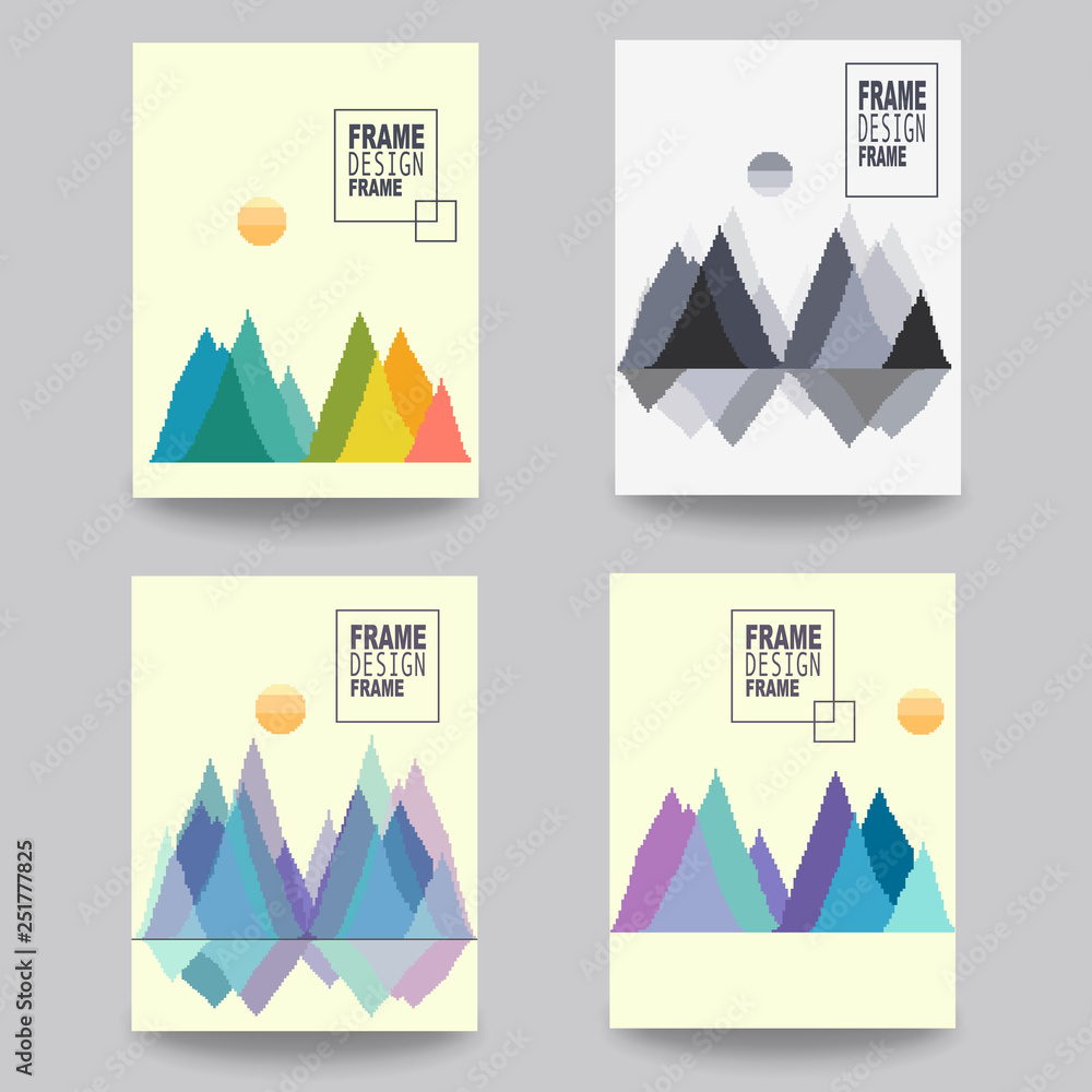 Vector mountains brochure cards set. Tourism on nature template of ...