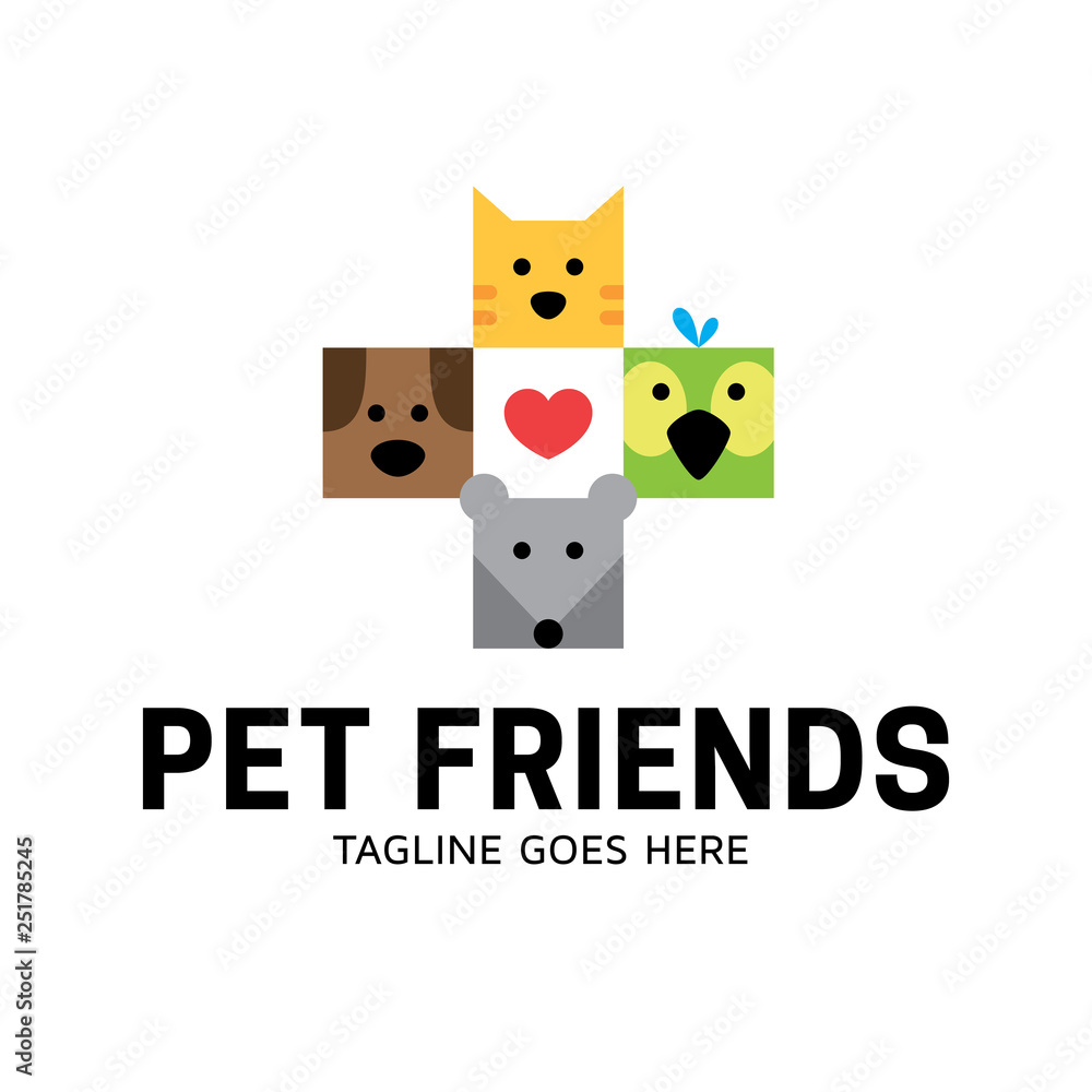 Vector Pet Friends Logo Design Stock Vector | Adobe Stock