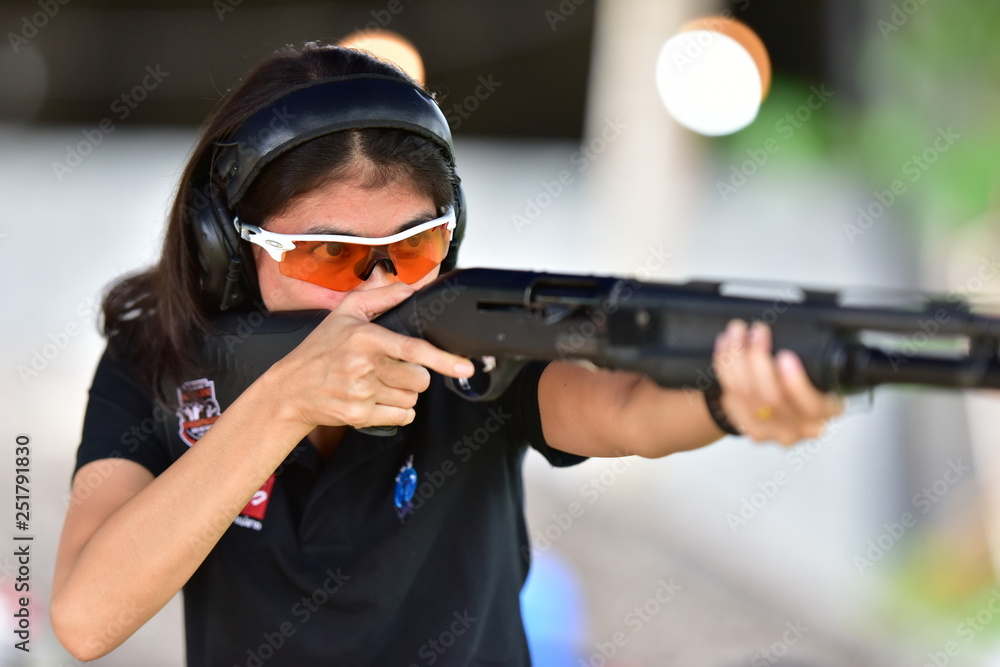 Guns used in shooting sports and race trips.Amateur gunner and Thai ...