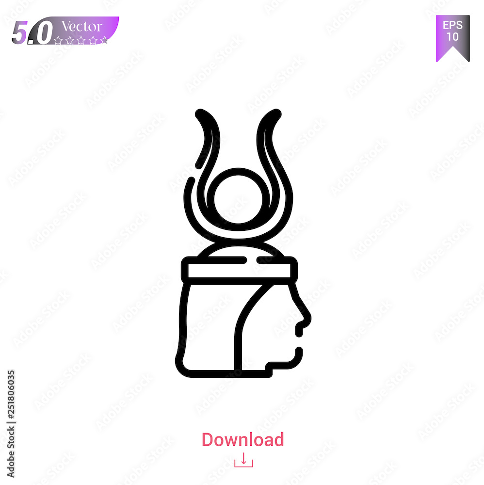 Vecteur Stock Outline hathor icon isolated on white background. Line ...