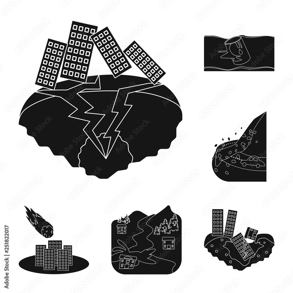 Vector illustration of calamity and crash logo. Collection of calamity ...