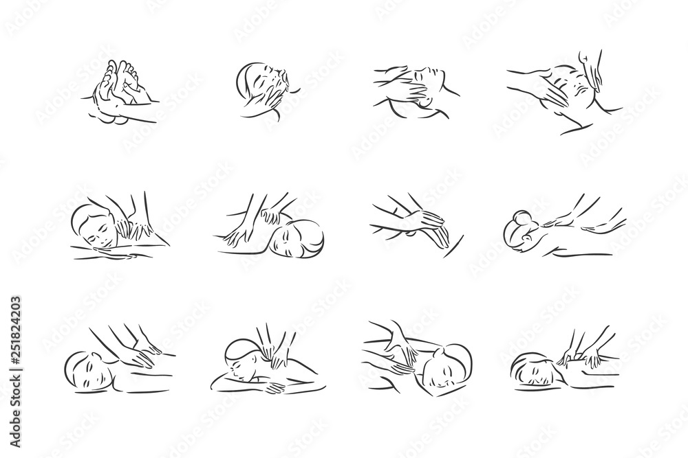 Vector illustration concept of Massage body relax symbol icon on white ...