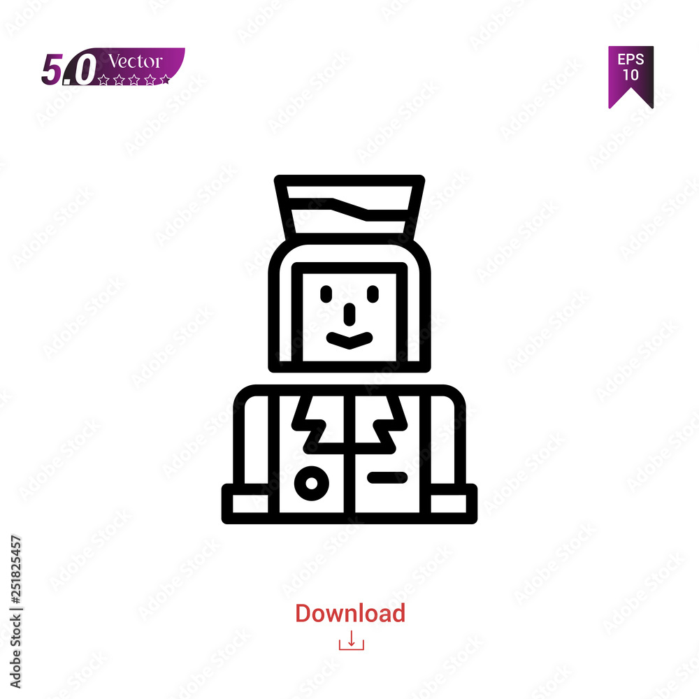 Outline air-hostess icon isolated on white background. Line pictogram ...