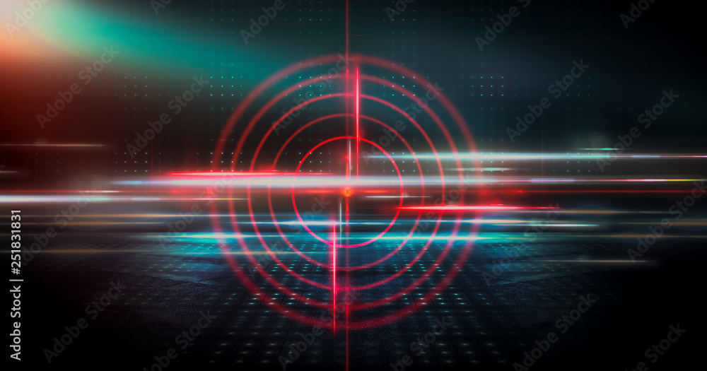 Futuristic abstract background. Empty room background, concrete. Neon ...