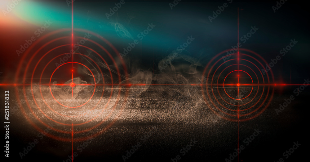 Futuristic abstract background. Empty room background, concrete. Neon ...