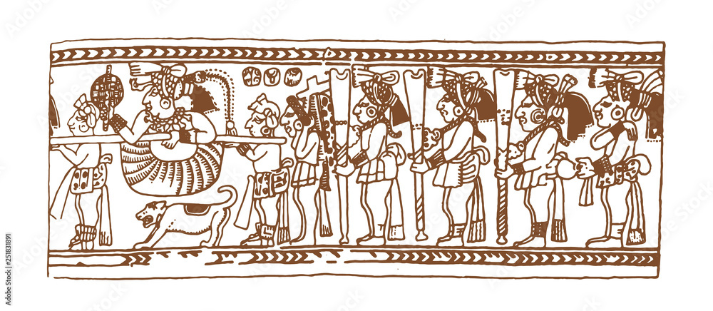 Vintage graphic maya glyphs, inca and aztec zodiac ornaments and ...